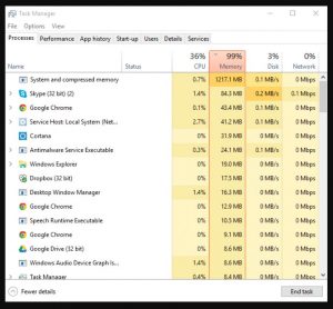 100% Disk Usage by “System and Compressed Memory” in Windows 10 - What's Running?