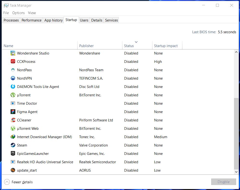 2 Using Task Manager Disable Startup Programs 